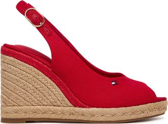 Tommy Hilfiger Espadrilles Tommy Hilfiger Flag High Wedge Espad Slingback FW0FW09343 Rot