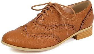 Generic Chaussures richelieu, chaussures habill&eacute;es &agrave; lacets et bout en amande pour femme, marron, 38.5 EU