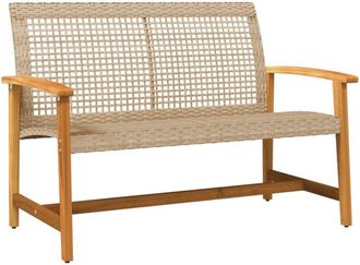 vidaXL Gartenbank Beige 112 cm Poly Rattan und Akazienholz - Vidaxl