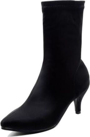 Generic Noir,39 EU,Bottines à Talon Chaton pour Femmes, Bout Pointu, Confortables et Extensibles, à Enfiler, pour lautomne et lhiver, idéales pour Le Travail 