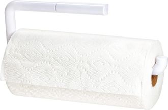 InterDesign iDesign Basic Küchenrollenhalter | schwenkbarer Papierrollenhalter für Wand und Schrank | Wandrollenhalter für 1 Rolle Küchenpapier | Kunststoff weiß