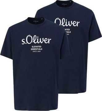 s.Oliver T-Shirt Casual (2-tlg) mit Rundhals-Ausschnitt, kurzarm, Logo-Aufdruck im 2er Pack