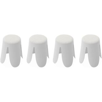 Sweeek Sweeek - Set de 4 tabourets empilables blancs. bouclette textur&eacute;e. niki. &Oslash;30 / 44 x H46cm