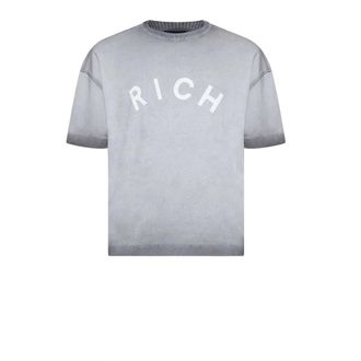 John Richmond Homme, Tops, Gris, Taille: 2XL T-Shirt avec Lettrage Avant