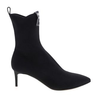 Moschino Logo Label Spitze Kn&ouml;chelstiefel - - Shoes - Damen - Schwarzk - 36 EU