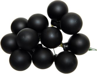 Kaemingk Weihnachtskugeln am Draht Glas 2cm x 12 Stück Spiegelbeeren matt zum Basteln Schwarz