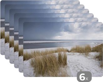 MuchoWow Placemats Platzdeckchen Platzset Tischset 6-teilig Tischdeko Untersetzer 45x30 cm Nordsee - Dünen - Wasser