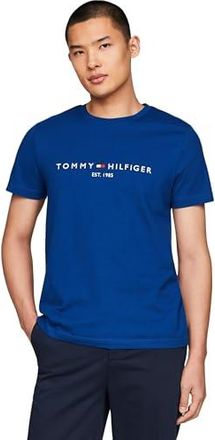 Tommy Hilfiger T-Shirt Manches Courtes Homme Slim Fit, Bleu (Anchor Blue), S