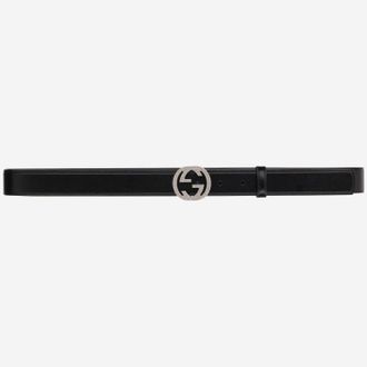 Gucci Mens Leather Belt With Logo Black