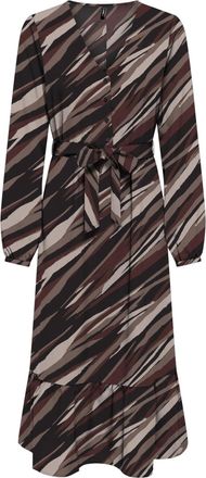 Only Damen Onlnova Life Vis Amy Long Dress Kleid, Brown Stone/AOP:589 Russet Graphic, X-Small