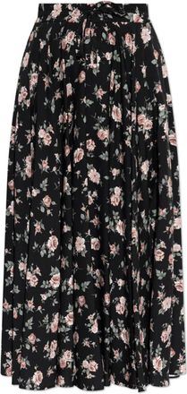 Dolce & Gabbana Femme, Jupes, Noir, Taille: 36 FR Jupe Cercle en Charmeuse Imprim&eacute; Roses Vintage