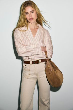 Gerard Darel Blouse ray&eacute;e &agrave; col chemise - LOUANNE - Nude
