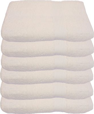 Julie Julsen 6er Pack Handtuch 23 Farben erh&auml;ltlich weich und saugstark 500gsm &Ouml;ko Tex Natur wei&szlig; 50 x 100 cm