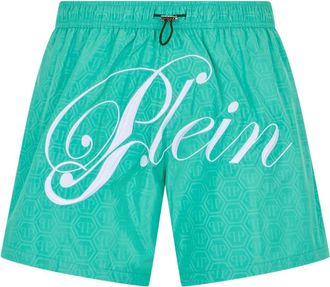 Philipp Plein Homme, Maillots de bain, Vert, Taille: 2XL Short de bain Monogram Signature