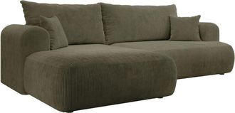 Selsey Selsey Ovo Cord - Ecksofa Schlaffunktion, Bettkasten, Cordstoff, links, Olivgr&uuml;n