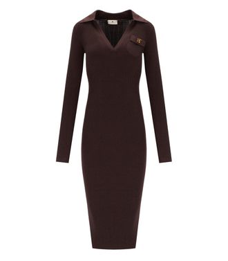 Elisabetta Franchi ROBE MIDI EN MAILLE MARRON ELISABETTA FRANCHI