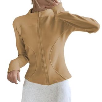 Generico Haut de gym, yoga et fitness Veste de sport avec col montant et fermeture éclair pour femme, coupe ajustée, comme vêtement tendance pour la saison dhi