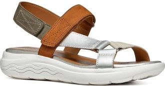 Geox D SPHERICA EC5W A Sport Sandal, Cognac/Silver, 41 EU