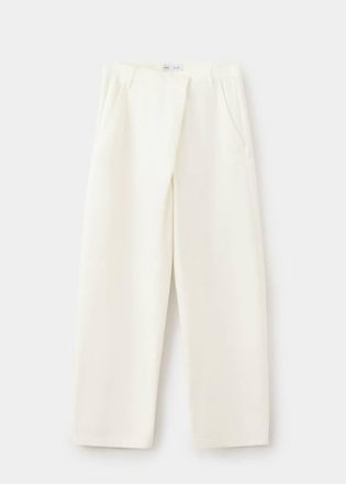 Mango Pantalon en coton asym&eacute;trique blanc - Femme - 32 - MANGO