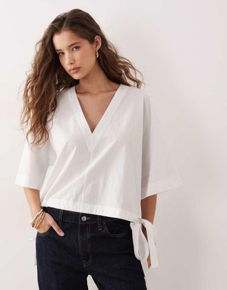 Arket Blouse &agrave; manches courtes et col V - Blanc