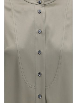 Brunello Cucinelli Silk with Monili Trim Shirt - Green