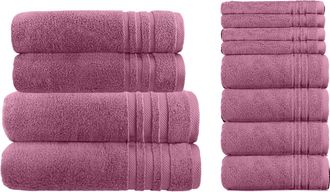 La Vida Premium Handtuch-Set 12-teilig Beere, 100% Frottee-Baumwolle, 480g/m², weich und saugstark, fürs Badezimmer, Oeko-Tex 100 Zertifiziert, 2X Bade- + 2X 
