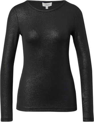 s.Oliver Langarmshirt T-Shirt Ripp-Shirt mit Glitzer-Effekt