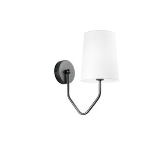 Luce-Ambiente-Design Sally Black Metal Wall Light with White Fabric Lampshade