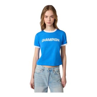 Champion Femme, Tops, Bleu, Taille: 38 FR T-shirt col rond