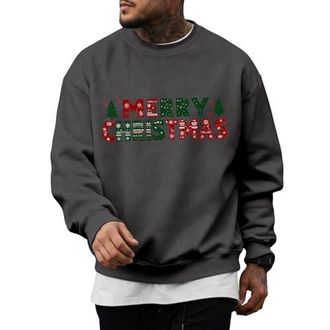 Generic Sweat-shirt de No&euml;l pour homme - Merry Christmas Washed - Sweat-shirt dautomne vieilli vintage pour les vacances - &Agrave; porter au quotidien, gris fonc&eacute;, 