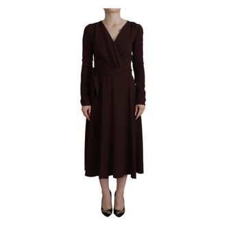 Dolce & Gabbana Braunes Wickelkleid mit Langen &Auml;rmeln - - Dresses - Damen - Braun - S
