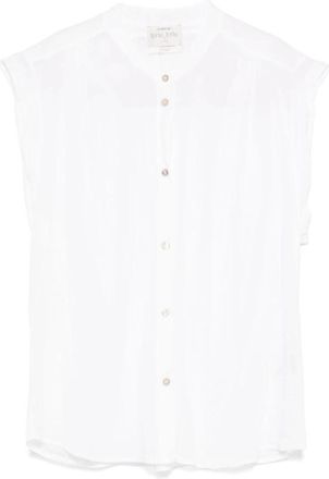Forte_Forte Femme, Blouses et Chemises, Blanc, Taille: 38 FR Chemise blanche boutonn&eacute;e avec d&eacute;tails fronc&eacute;s
