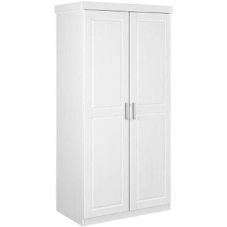 Altobuy Altobuy - alaska - Armoire 2 Portes + Penderie Bois Massif Vernis Blanc