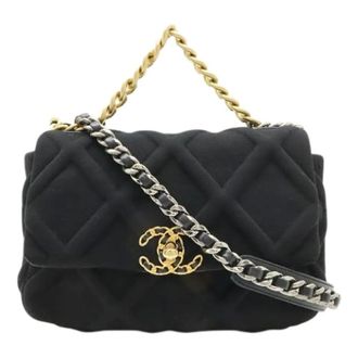 Chanel Pre-owned 19 Cotton Matelasse Chain Bag - Femme - Pre-owned - Noir - Taille: ONE Size