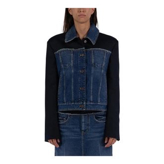 Stella McCartney Femme, Vestes, Bleu, Taille: 40 FR Veste en denim avec col pointu