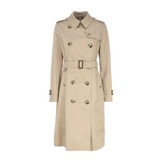 Burberry Bedruckter Kragen Zweireihiger Mantel Beige - - Coats - Damen - Gelb - 3XS