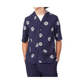 Officine G&eacute;n&eacute;rale Kurzarm-Polka-Dot-Hemd - - Shirts - Herren - Blau - M