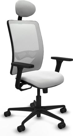 Piqueras y Crespo Wei&szlig;er Schreibtischstuhl Zulema mit 3D-Armlehnen, h&ouml;henverstellbarer Lendenwirbelst&uuml;tze und festem Kopfteil, ausgestattet mit 3 Positionen und Schneid