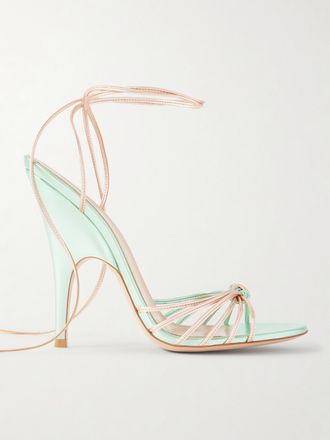 Gianvito Rossi Knotted Metallic Leather Sandals - Blue