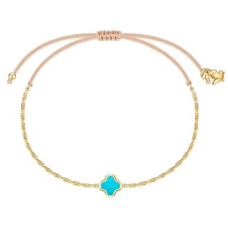 Glanzst&uuml;cke M&uuml;nchen Armband - Edelstahl Armband T&uuml;rkis (synth.) Kleeblatt - Gr. ONESIZE - in Gold - f&uuml;r Damen