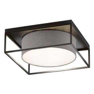 Fischer & Honsel Fischer&honsel - Deckenleuchte carre eckig gro&szlig; mit Leinen Stoffschirm Grau, Quadrat 60cm