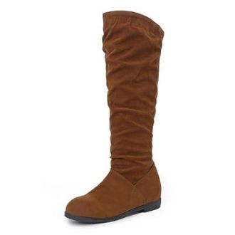 Generic Bottes molles et confortables &agrave; bout rond cach&eacute;s pour femme - Chaussures dhiver chaudes et larges mollets &agrave; enfiler, marron, 37.5 EU