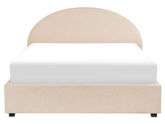 Beliani Bett Boucl&eacute; beige mit Kopfteil Bettkasten Lattenrost 160 x 200 cm Retro Vaucluse