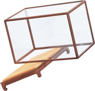 BESPORTBLE Multifunktionale Antike Vitrine aus Holz Transparente Staubdichte Modellaufbewahrungsbox Tischvitrine f&uuml;r Bastel und Haushaltsdekor Formstabil und Lei