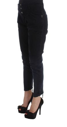 Costume National Womens Black Cotton Slim Fit Cropped Jeans Clothing