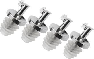 Westmark 4 Essig-/&Ouml;l-Ausgie&szlig;er f&uuml;r Flaschen, mit Kl&auml;ppchen, Metall/rostfreier Edelstahl, Silikonkorken, Inox Essig-Spezial, 479322E3