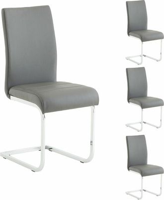 IDIMEX Lot de 4 chaises leticia, en synthétique gris