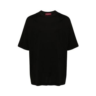 Gucci Baumwoll-Jersey-T-Shirt mit Stickerei - - Tops - Herren - Schwarzk - L