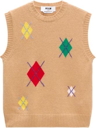 Msgm Msgm, Femme, Pulls, Brun, Taille: 40 FR Pull Beige pour Femmes