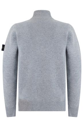 Stone Island Mens High-Neck Sweater Light Grey Virgin Wool